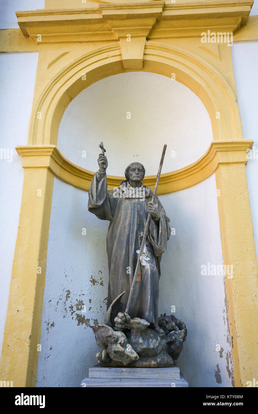 Statue of Saint Magnus of Fuessen, also known as Saint Mang, in the ...
