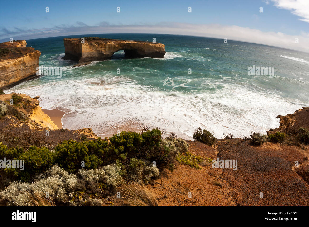 London Arch near Great Ocean Road , Australia. Fisheye image Stock ...