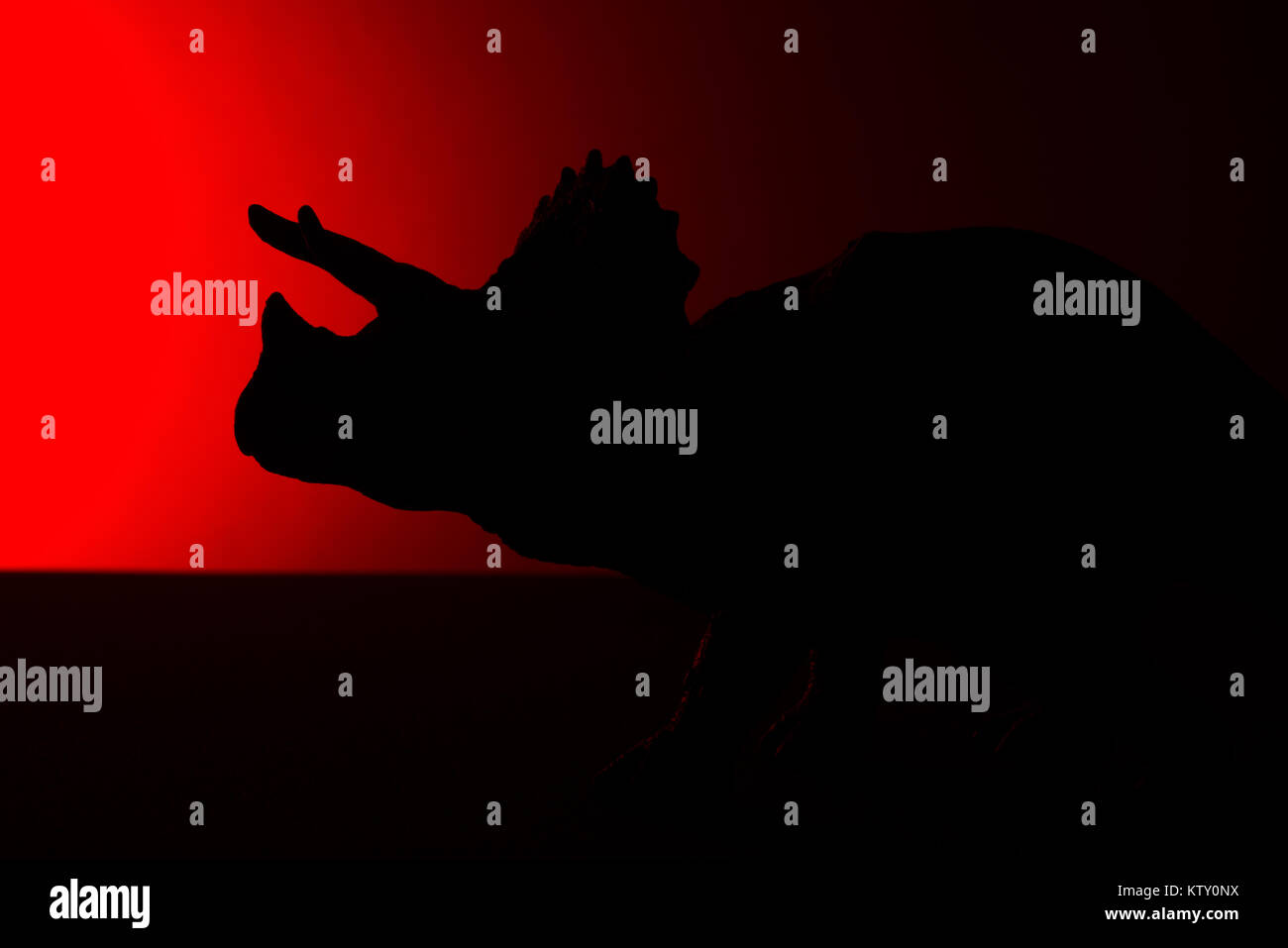 triceratops shadow with red light in dark Stock Photo - Alamy