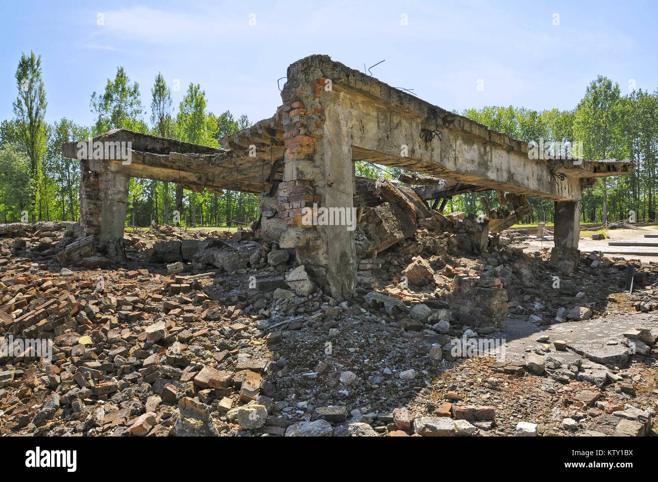 Barracks ruins. Auschwitz-Birkenau concentration camp, Brzezinka ...