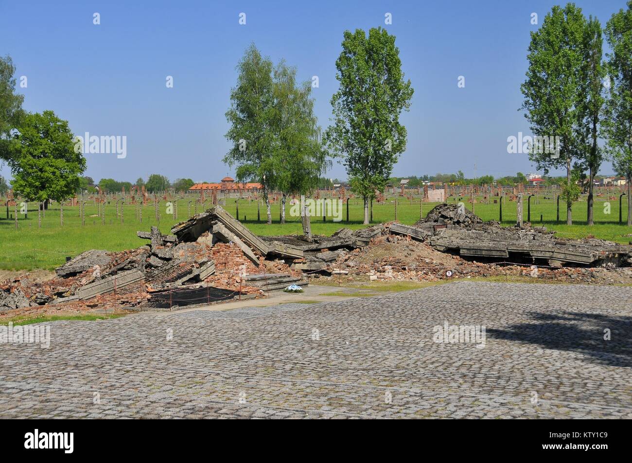 Barracks ruins. Auschwitz-Birkenau concentration camp, Brzezinka ...