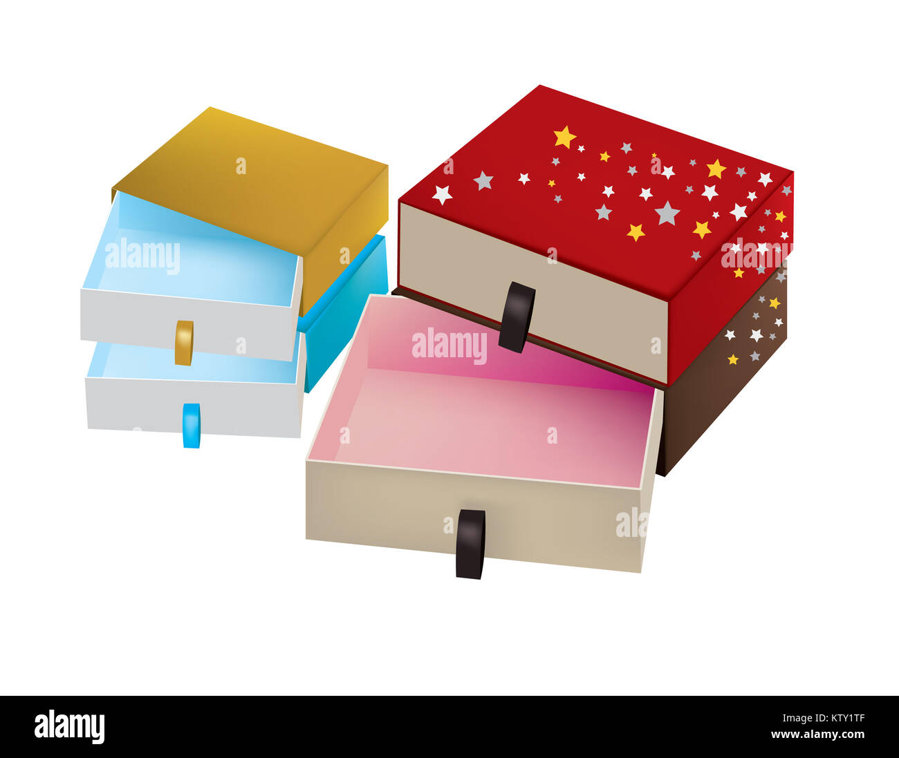 Beautiful boxes with pattern on white background Stock Photo - Alamy