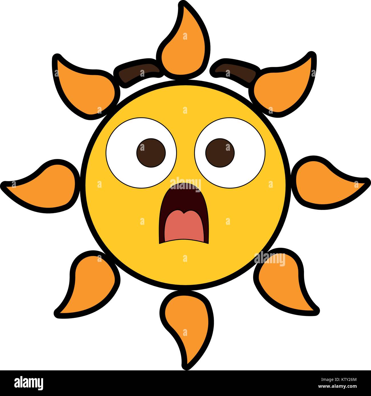 summer sun terrified kawaii character vector illustration design Stock ...