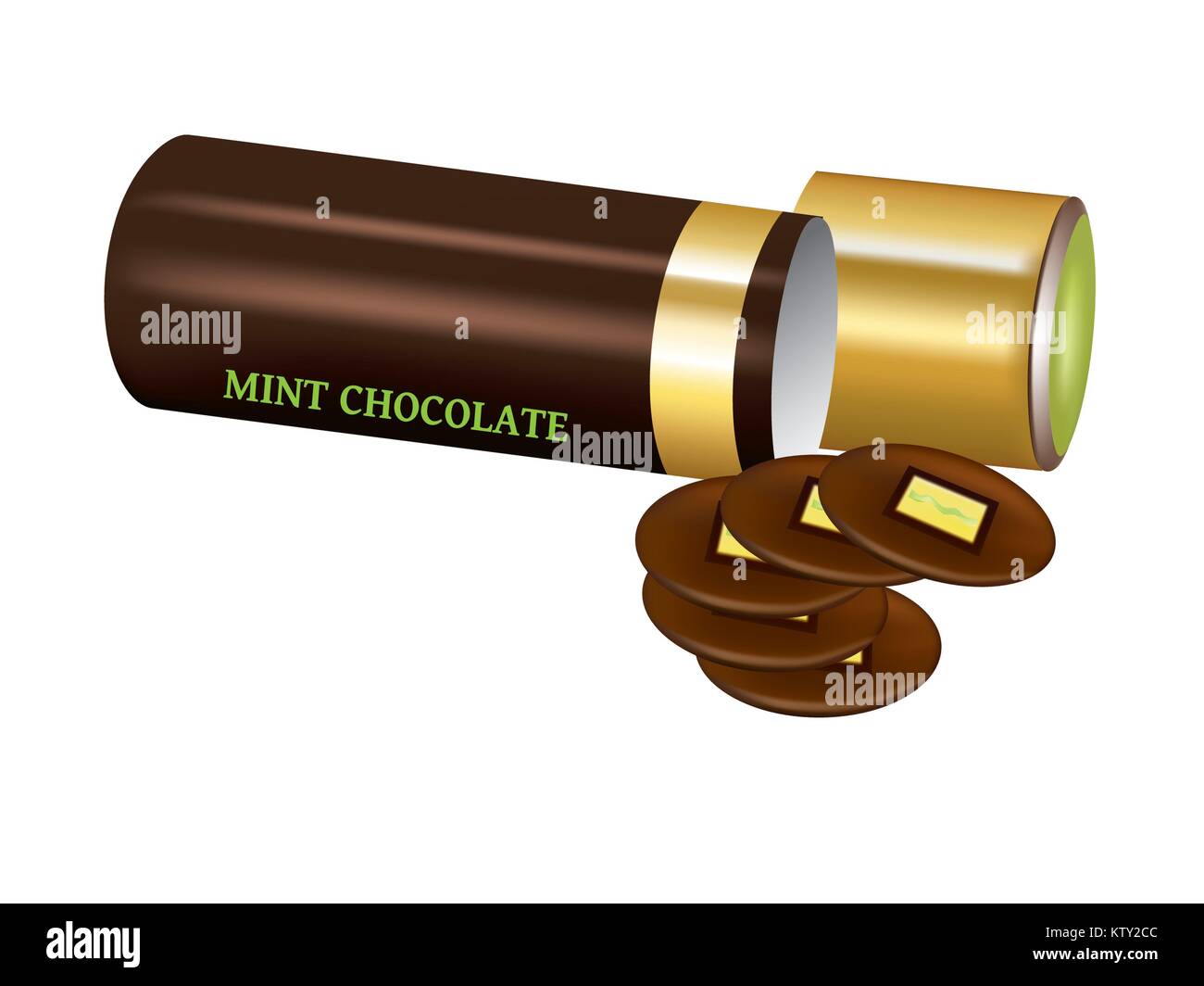 Chocolate packaging in upright cylindrical tube on white background ...