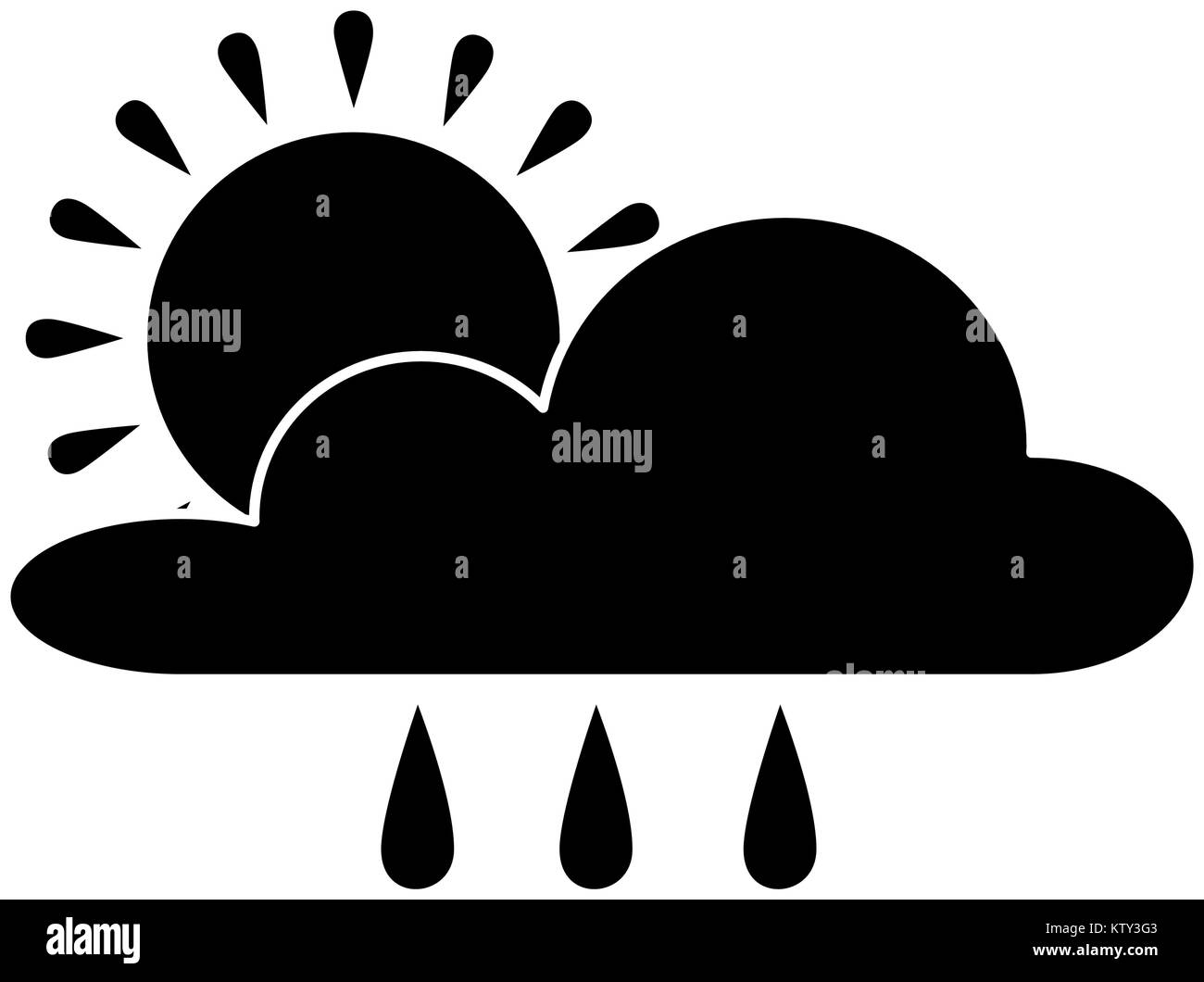 weather cloud rainy with sun vector illustration design Stock Vector ...