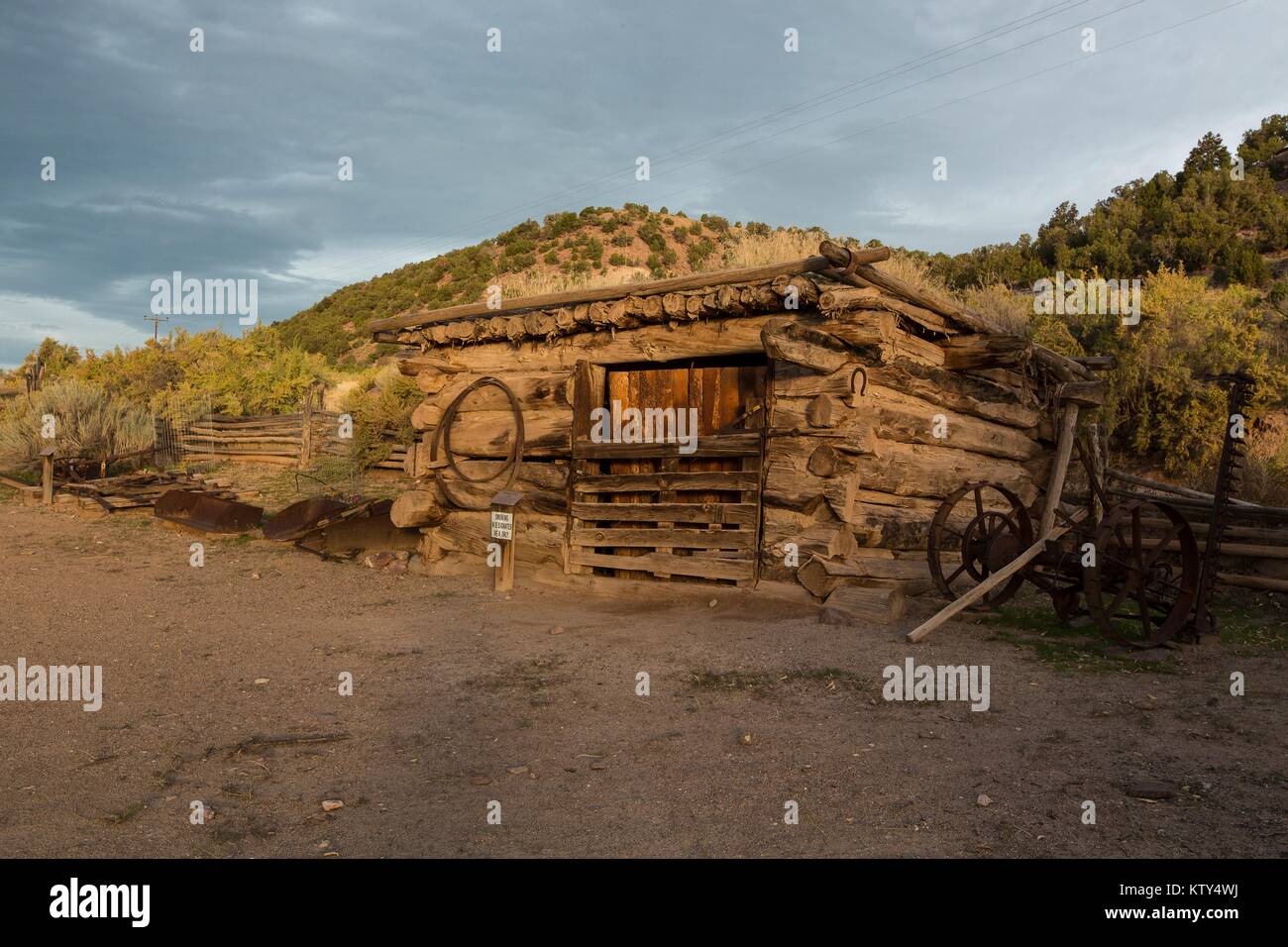 A frontier log cabin along the Green River at the John Jarvie Historic ...