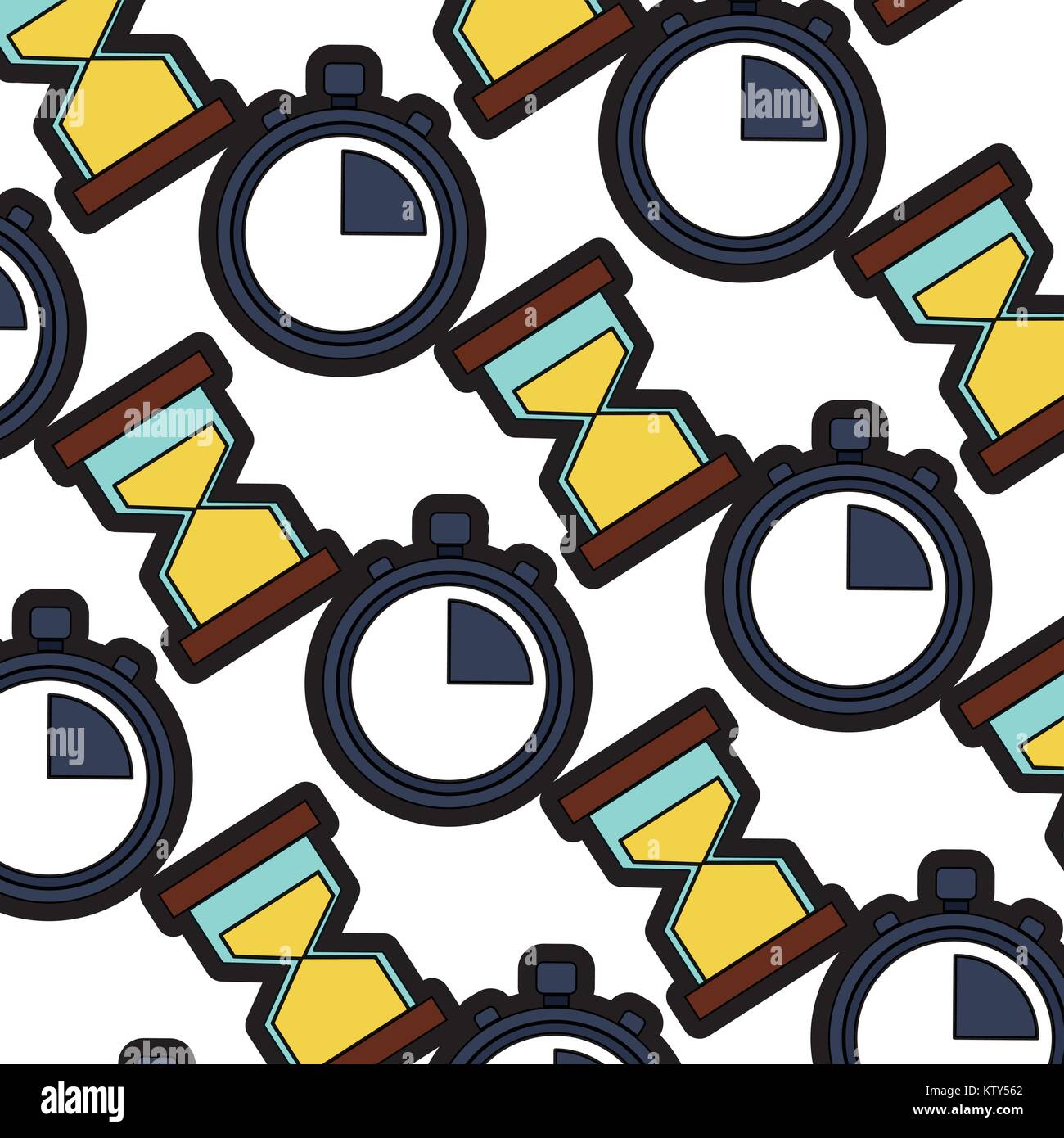 stopwatch or chronometer with hourglass time pattern image Stock Vector ...