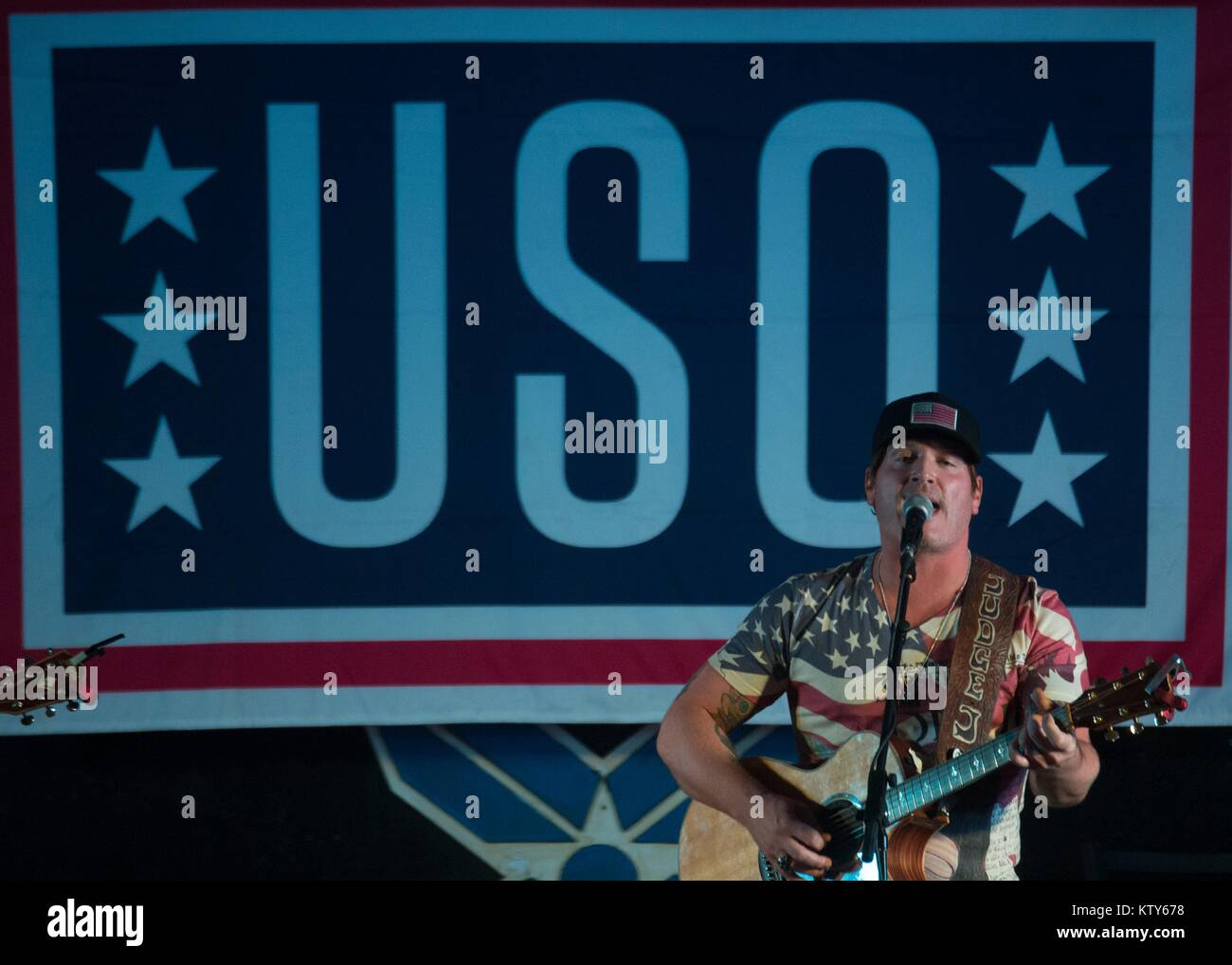 Country music singer Jerrod Niemann performs during the USO Holiday ...