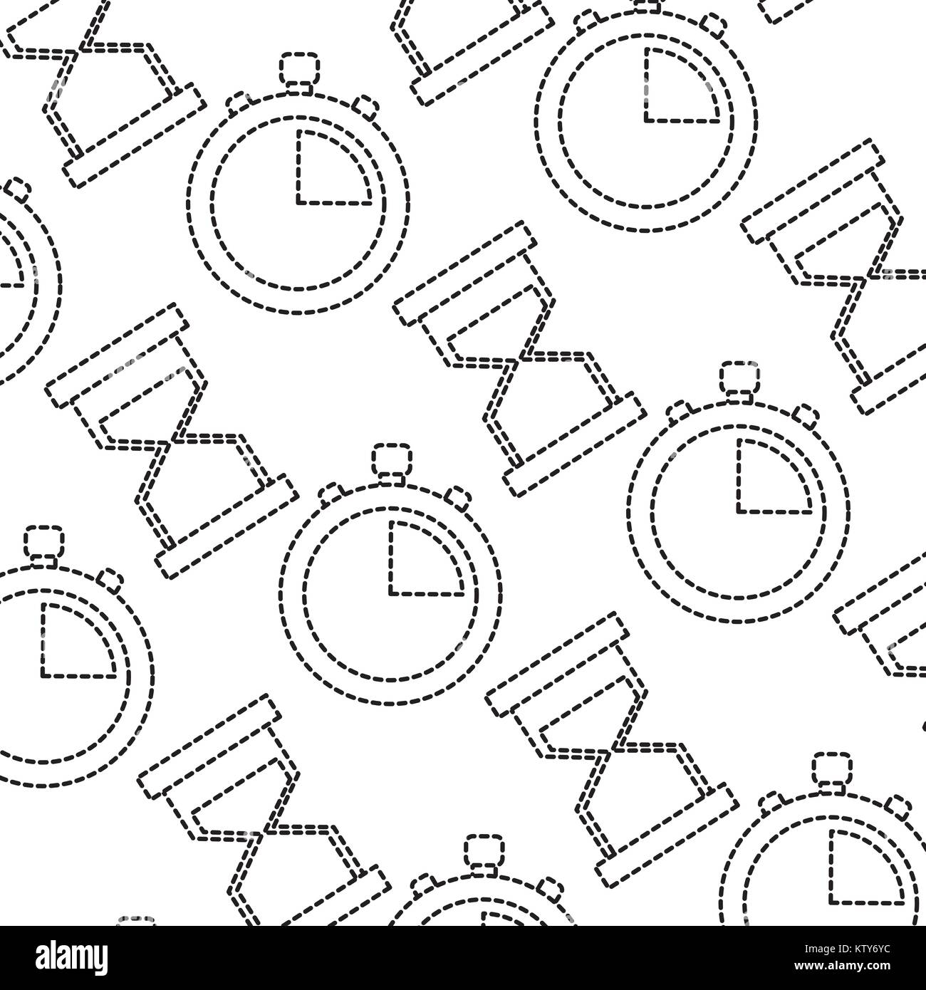 stopwatch or chronometer with hourglass time pattern image Stock Vector ...