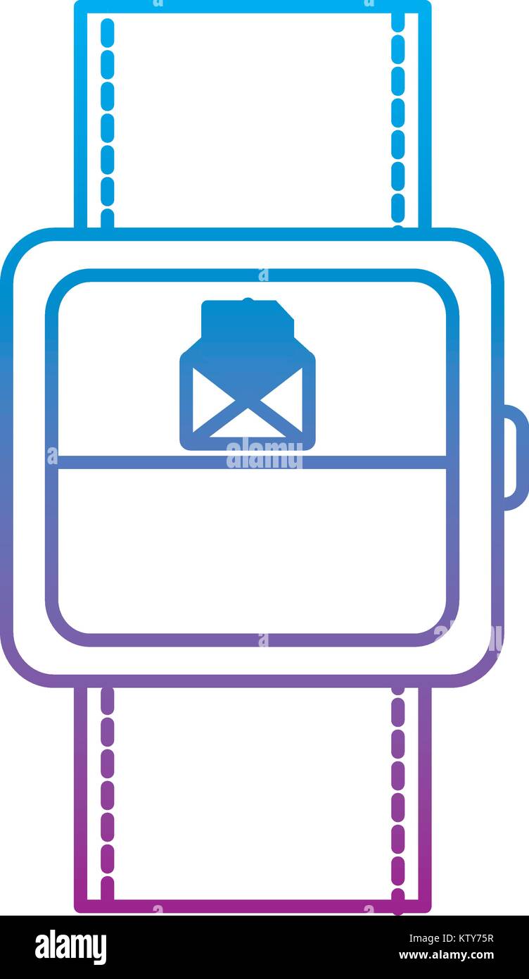 smartwatch with open message envelope on screen icon image Stock Vector ...