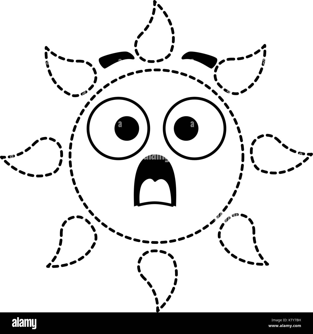 summer sun terrified kawaii character vector illustration design Stock ...