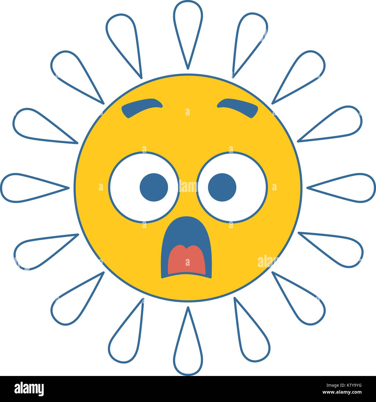 summer sun terrified kawaii character vector illustration design Stock ...