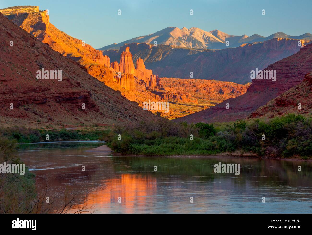 Rock canyons surround the Upper Colorado Recreational River at the ...
