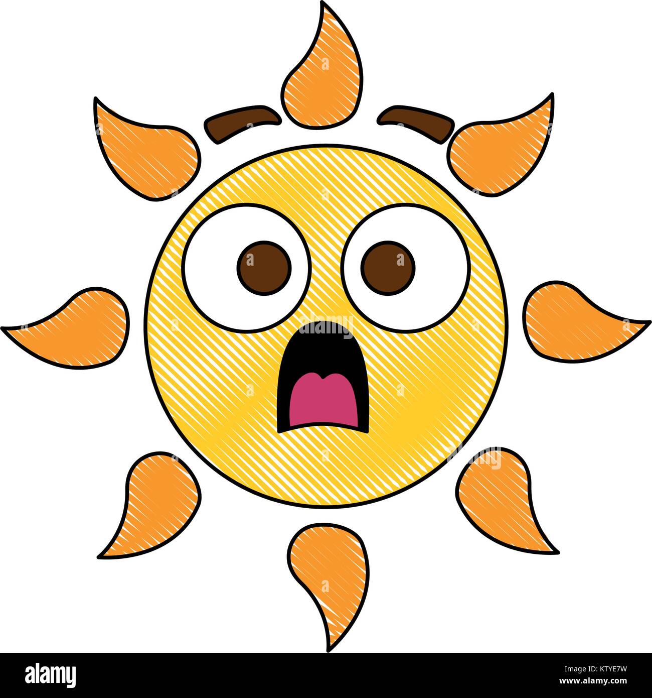 summer sun terrified kawaii character vector illustration design Stock ...