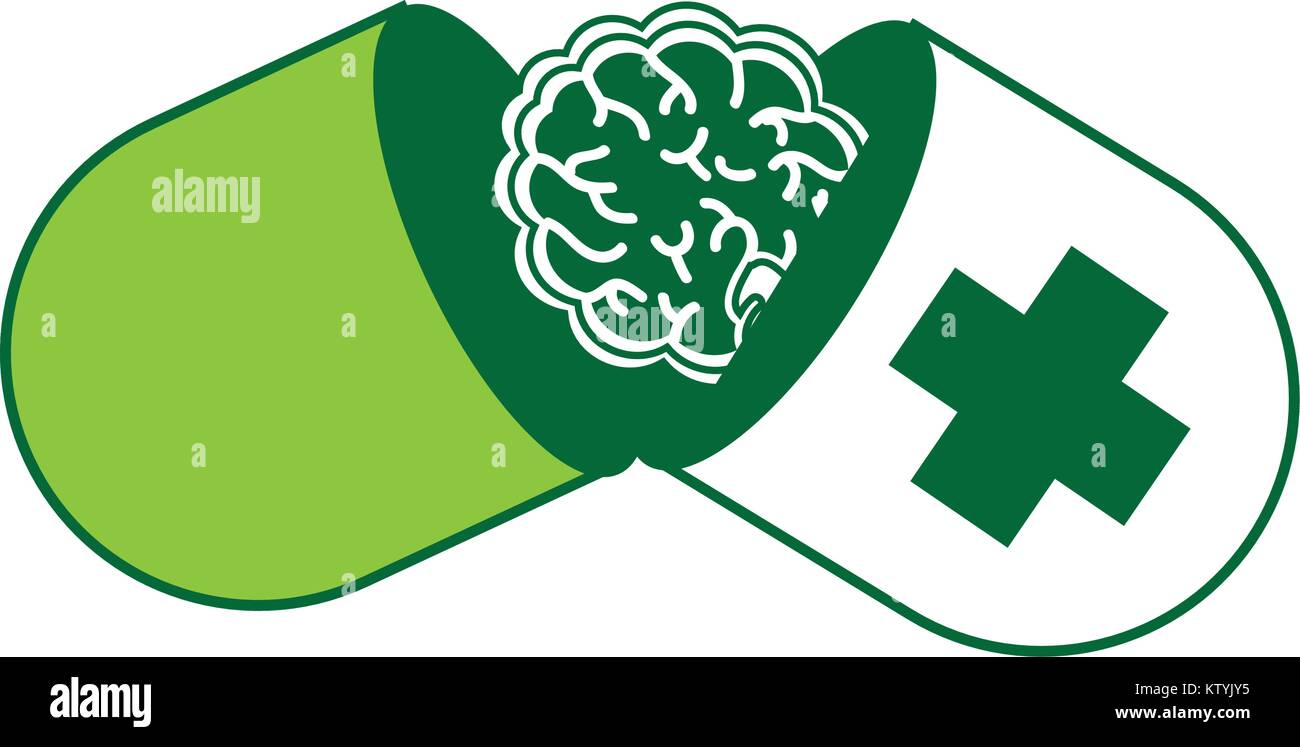 pill and brain icon Stock Vector Image & Art - Alamy