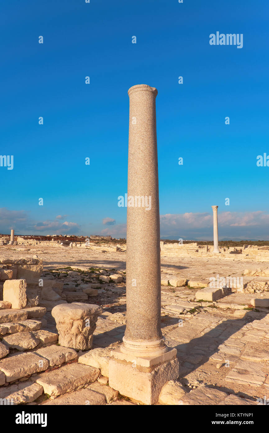 Antique column at Kourion archaeological site in Cyprus, Limassol ...