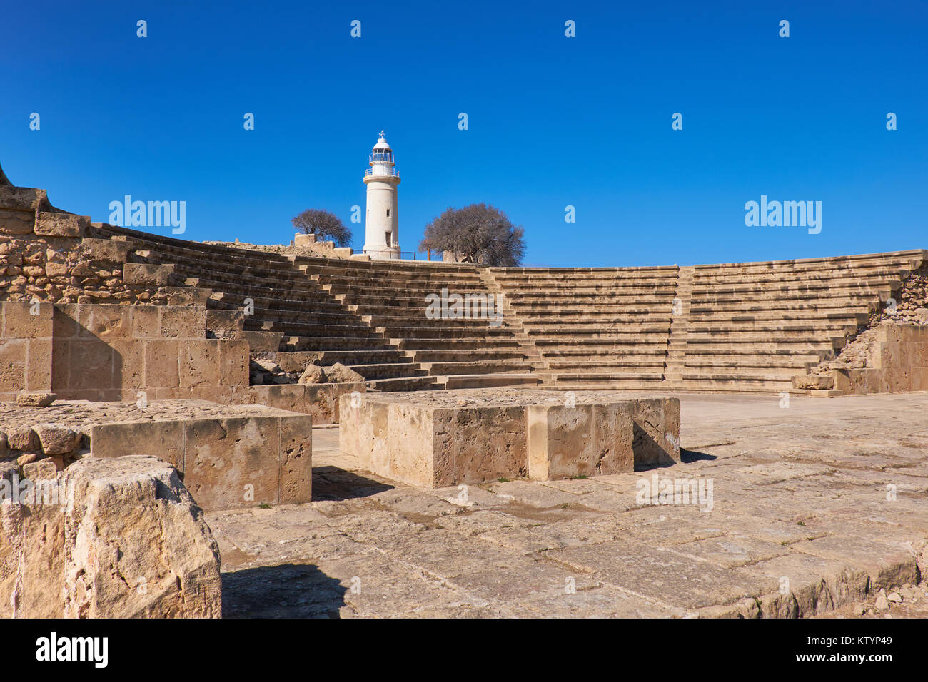 Ancient Greek amphitheater in archaeological site in Paphos, Cyprus ...