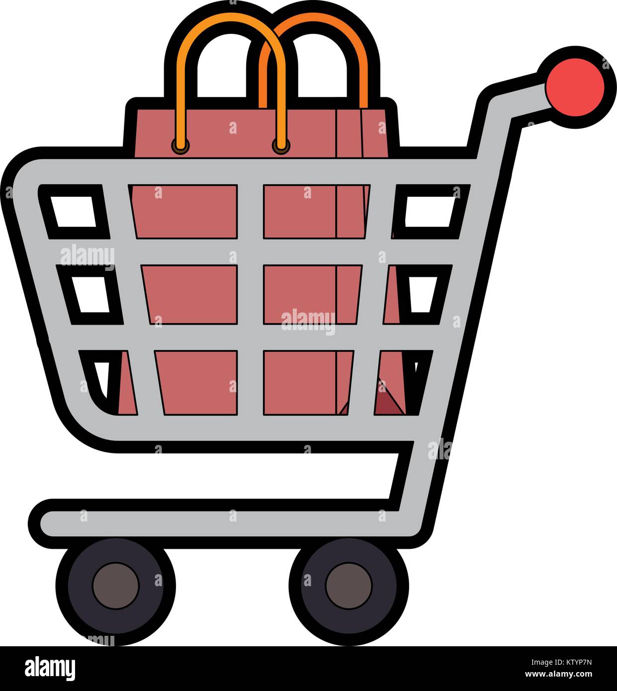 shopping cart with paper bag vector illustration design Stock Vector ...
