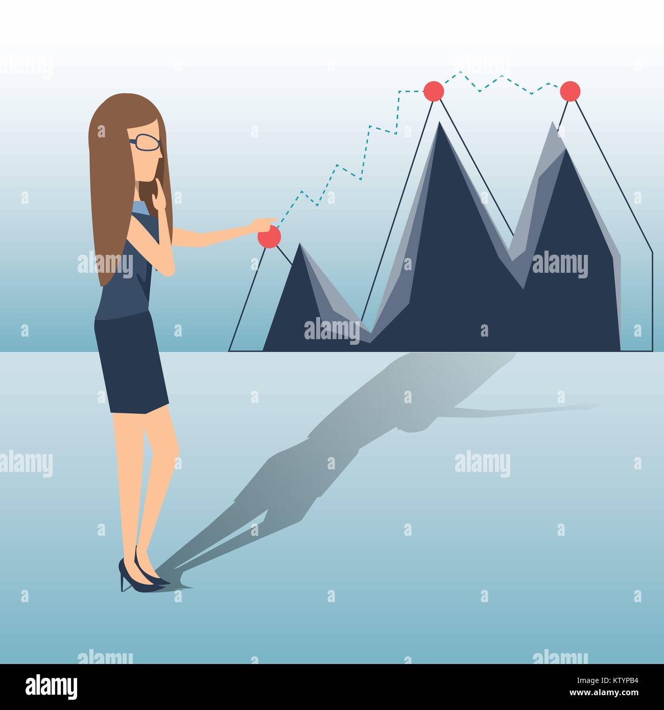 Business woman shows to growing line chart Stock Vector Image & Art - Alamy