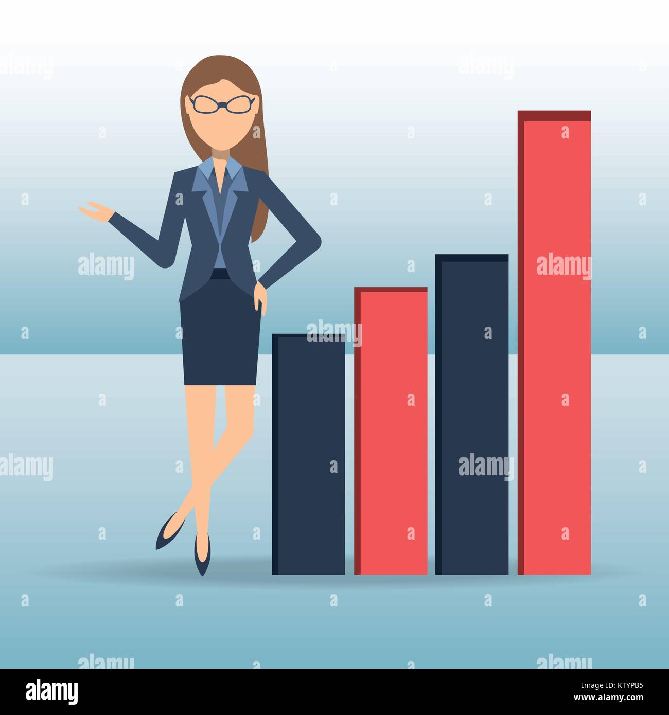 succesful business woman showing business growing chart Stock Vector ...