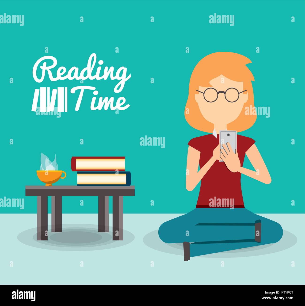 woman reading on a mobile phone Stock Vector Image & Art - Alamy