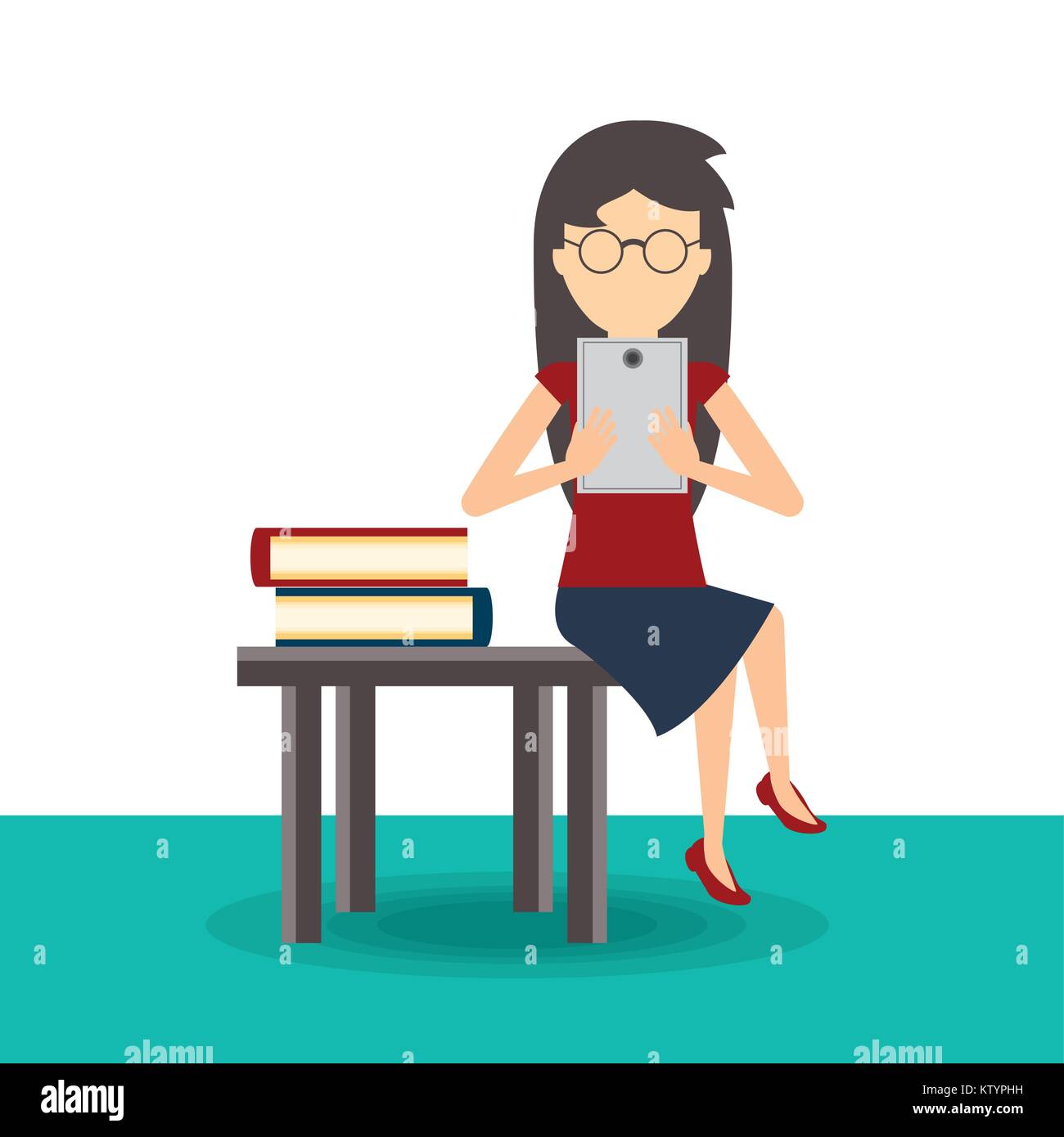 Young woman reading phone Stock Vector Images - Alamy