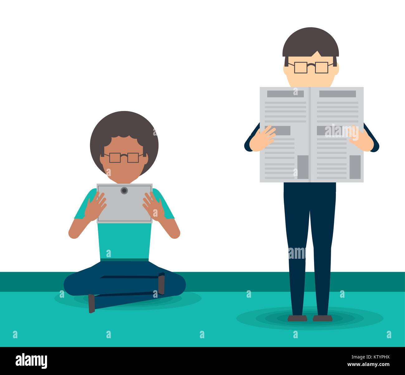 Business people man woman newspaper Stock Vector Images - Alamy