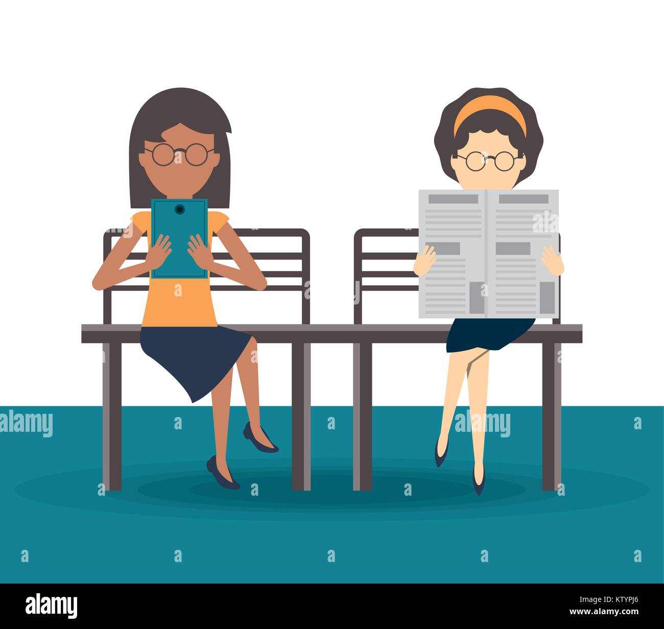 Business people man woman newspaper Stock Vector Images - Alamy