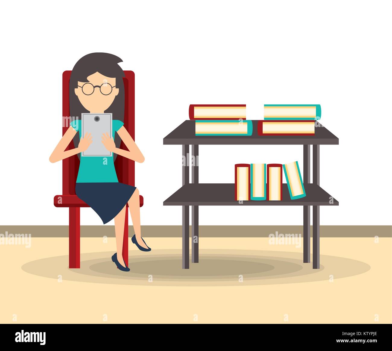 Woman executive reading tablet Stock Vector Images - Alamy