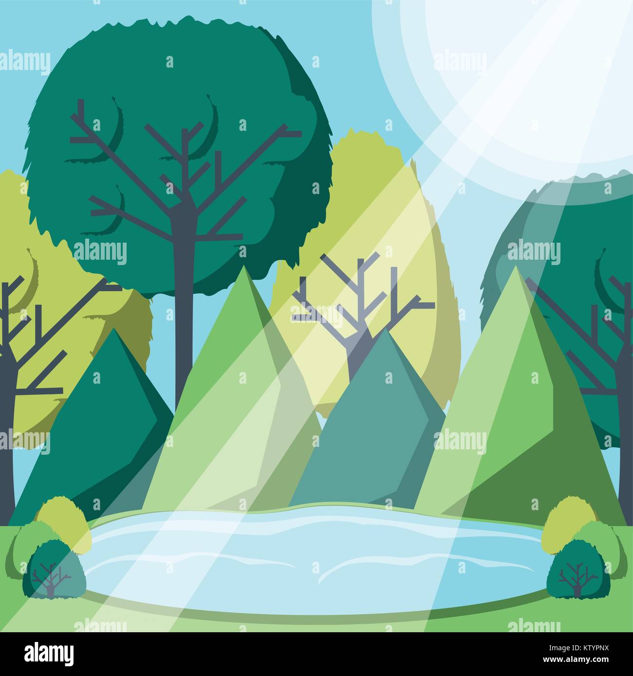 Green forest rays sun Stock Vector Images - Alamy