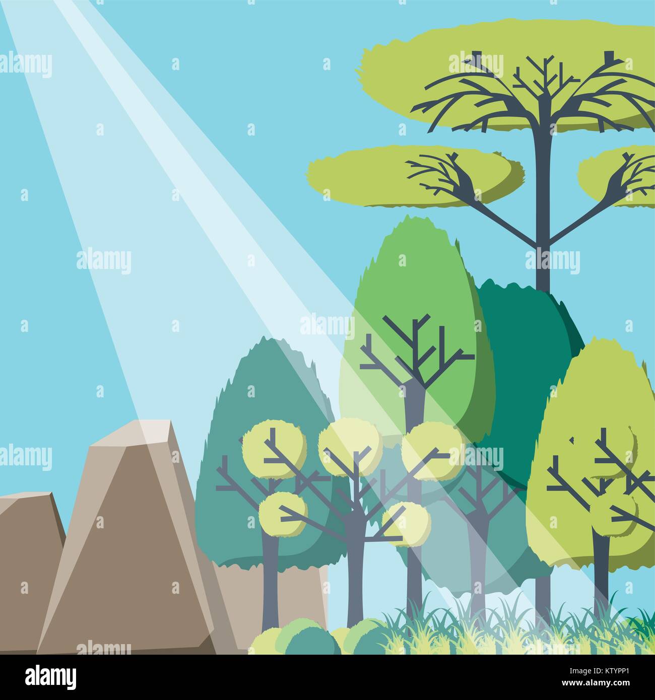 Green forest rays sun Stock Vector Images - Alamy