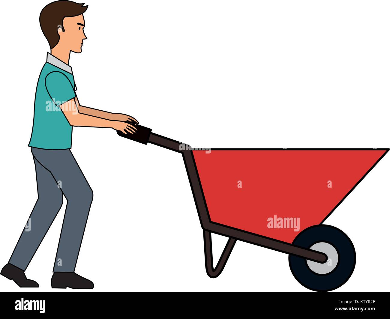 construction worker with wheelbarrow Stock Vector Image & Art - Alamy