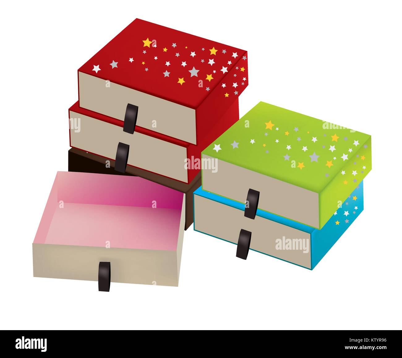 Beautiful boxes with pattern on white background Stock Vector Image ...