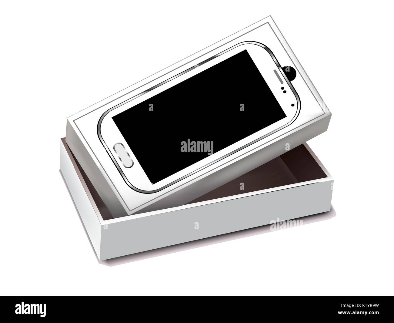White mobile phone with white packaging isolated Stock Vector Image ...