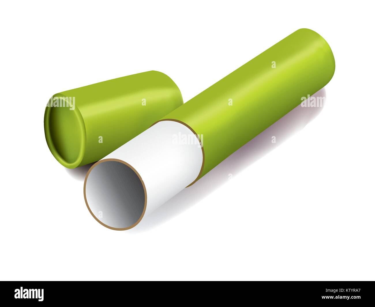 Colored packaging cylindrical tube on white background Stock Vector ...