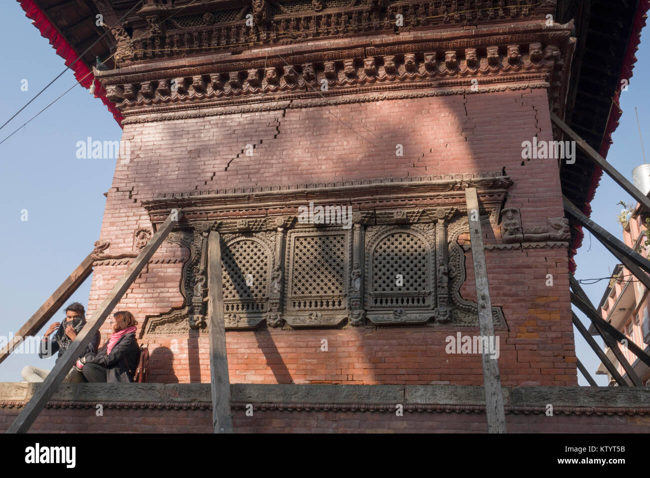 Severely earthquake damaged historical building in Kathmandu, Nepal ...