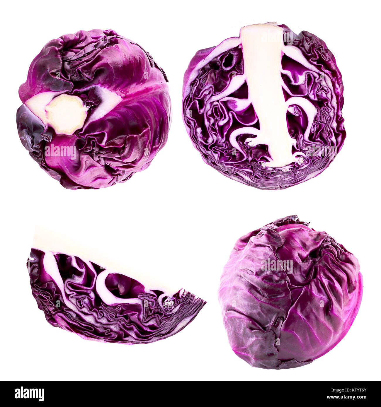 Isolated vegetables. Collection of red cabbages isolated on a white ...