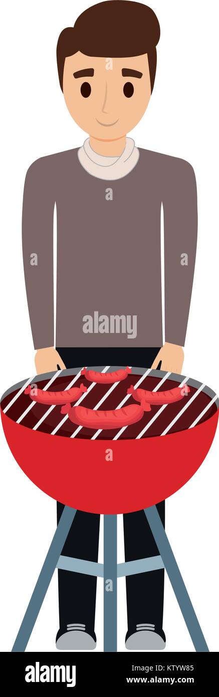 man with barbecue grill vector illustration Stock Vector Image & Art ...