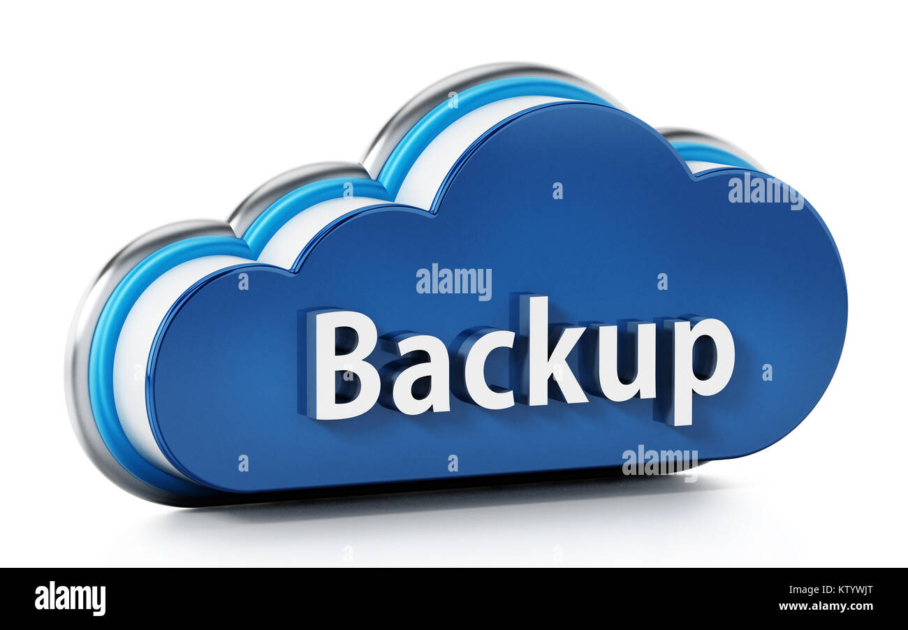 Cloud symbol with backup text. 3D illustration Stock Photo - Alamy