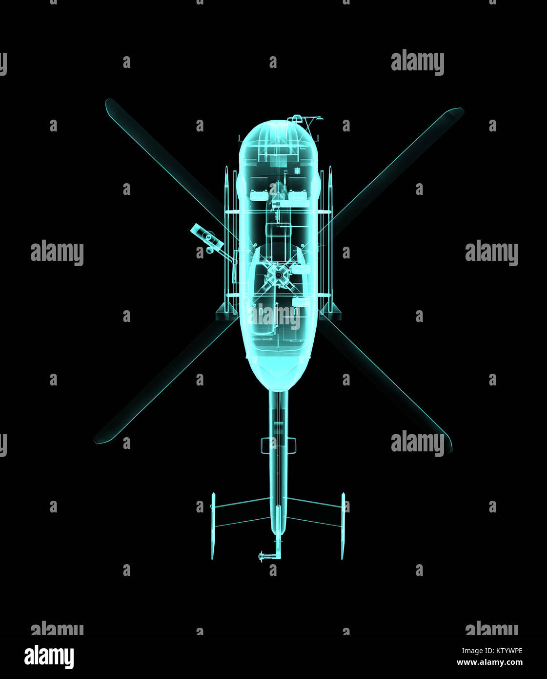 helicopter in x-ray top view. 3d rendering Stock Photo - Alamy