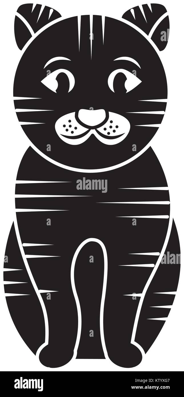 striped cat cartoon pet icon image Stock Vector Image & Art - Alamy