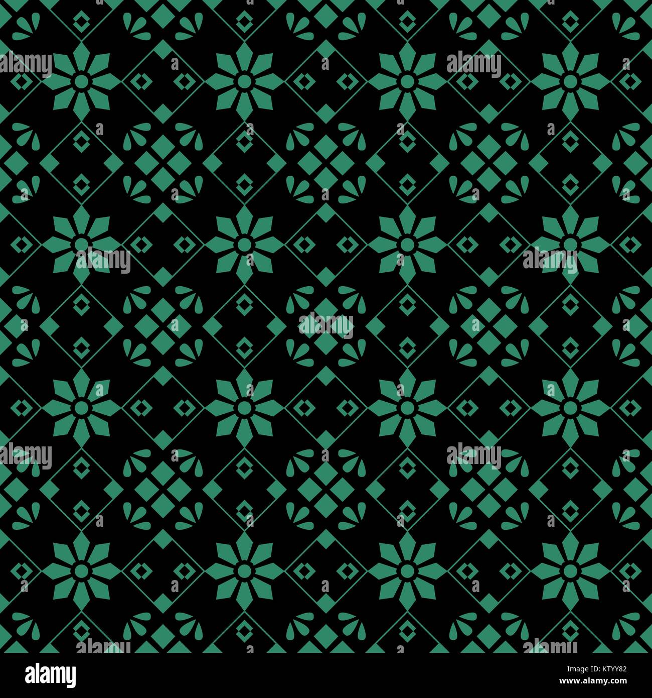 Antique seamless green background cross square check flower Stock ...