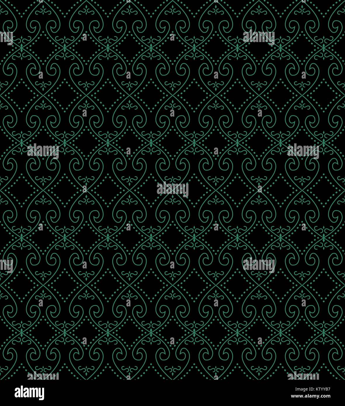 Antique seamless green background spiral heart cross dot line Stock ...