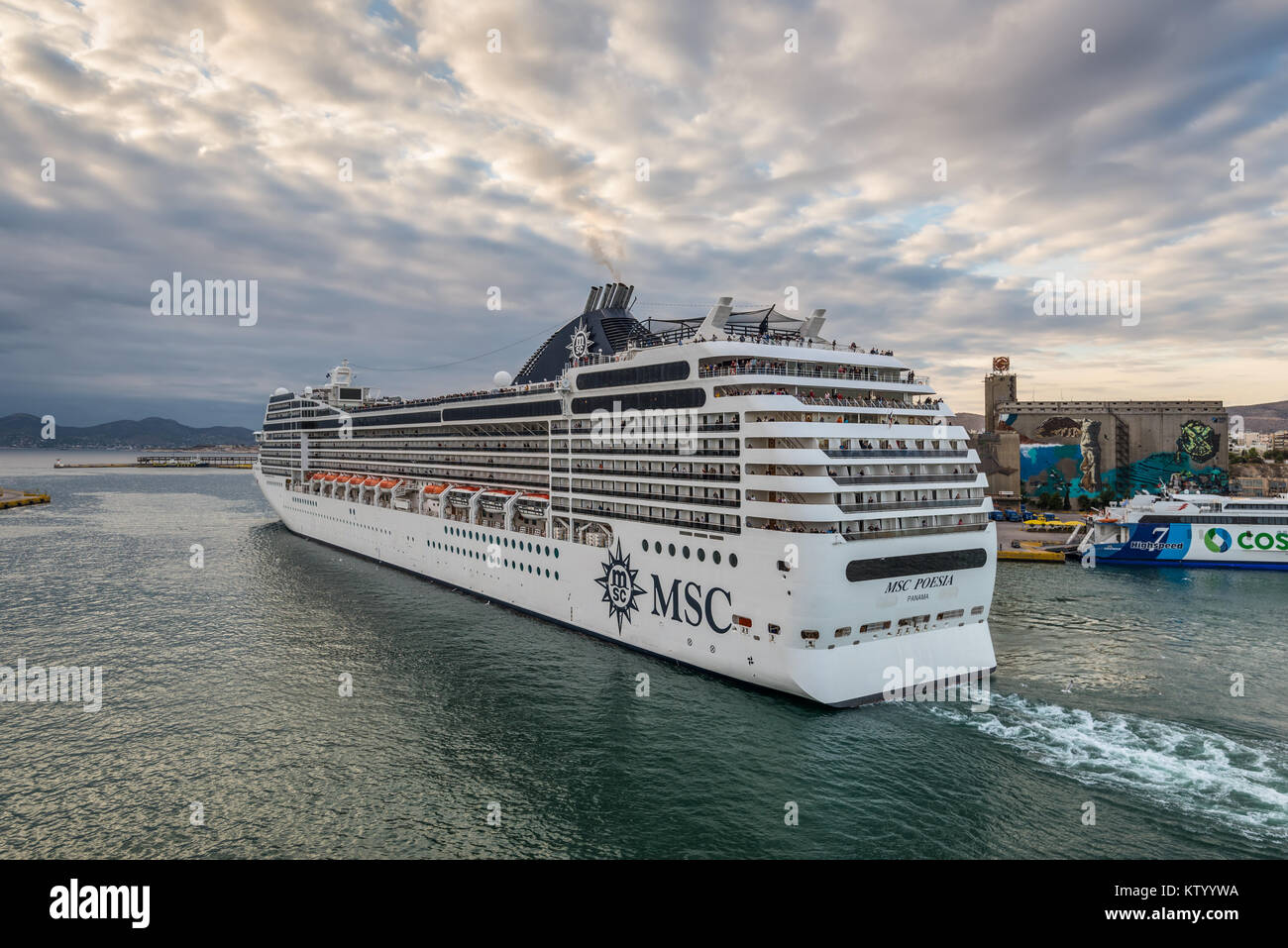Piraeus, Greece - November 1, 2017: Cruise Ship MSC Poesia leaves from ...