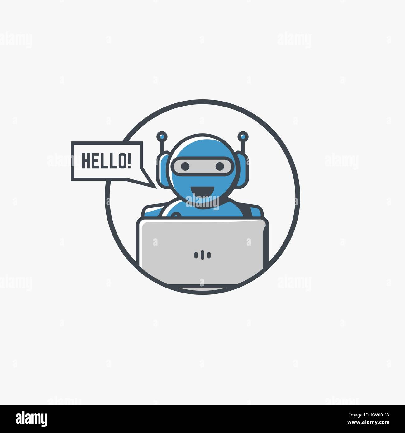 Robot with laptop Stock Vector Image & Art - Alamy