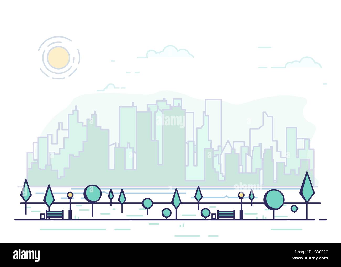 Public park lawn bench Cut Out Stock Images & Pictures - Alamy