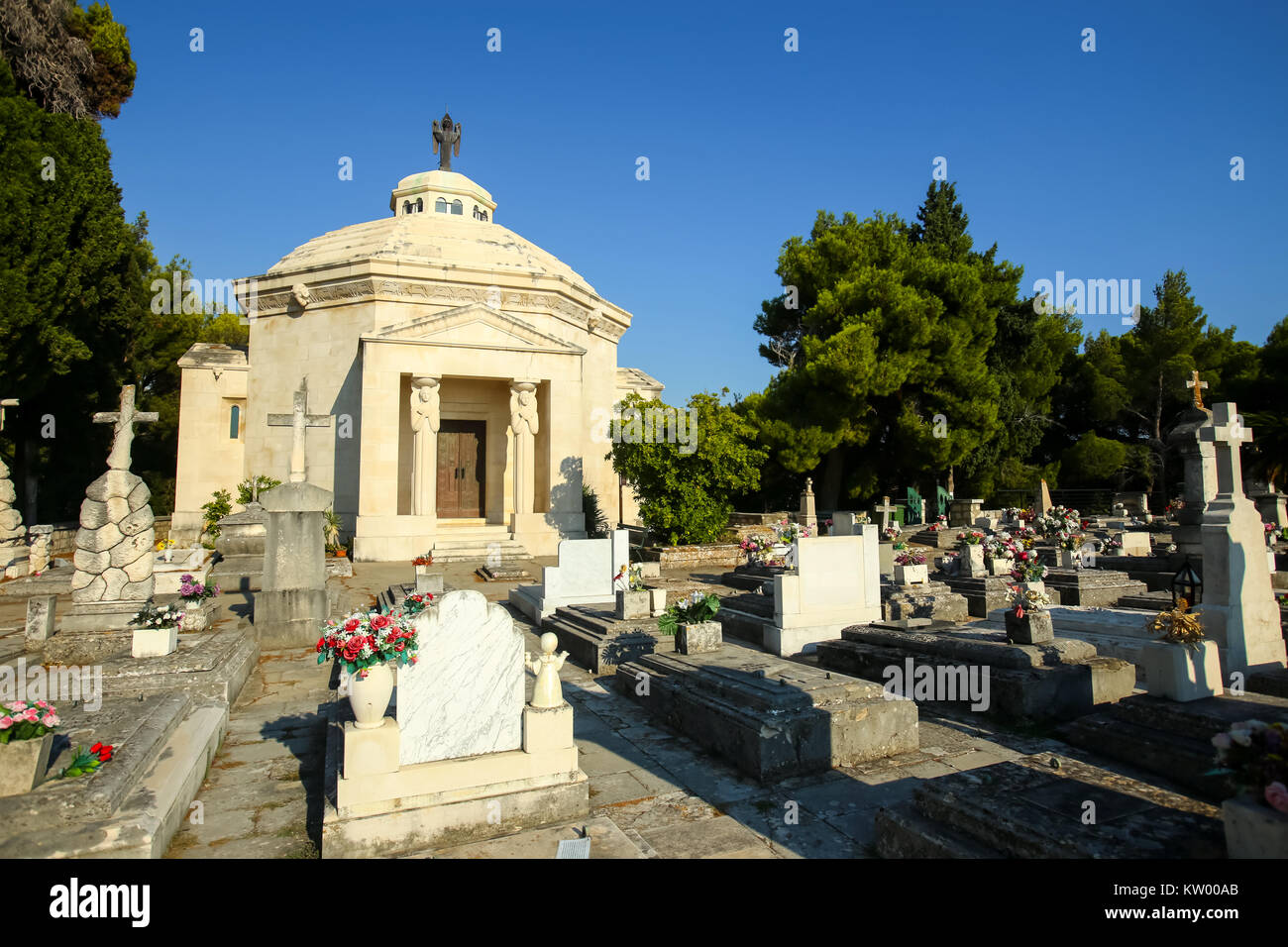 CAVTAT, CROATIA - JULY 20, 2017 : The Racic family mausoleum, made by ...
