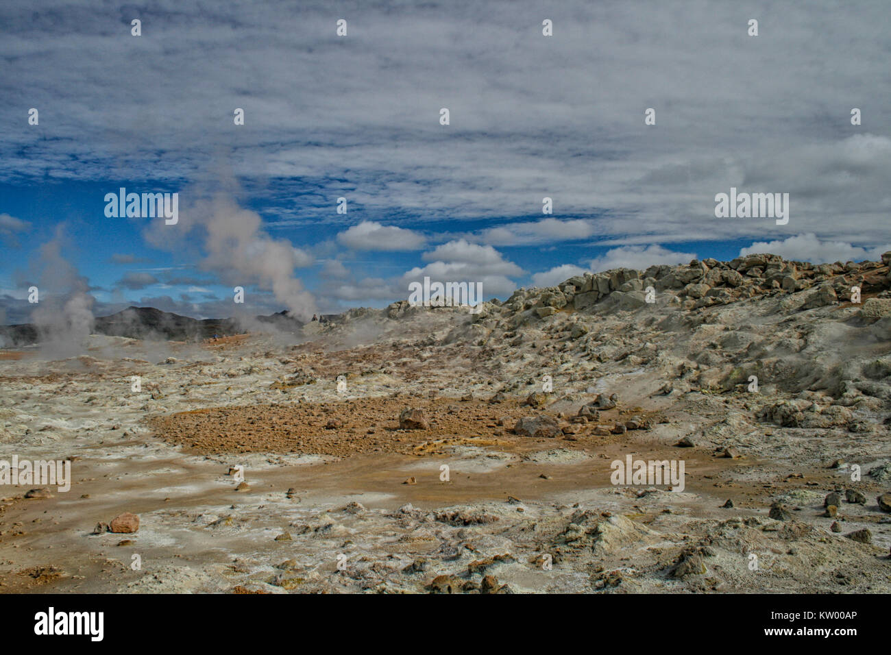 Volcanic earth in Iceland with steam columns forming Stock Photo - Alamy