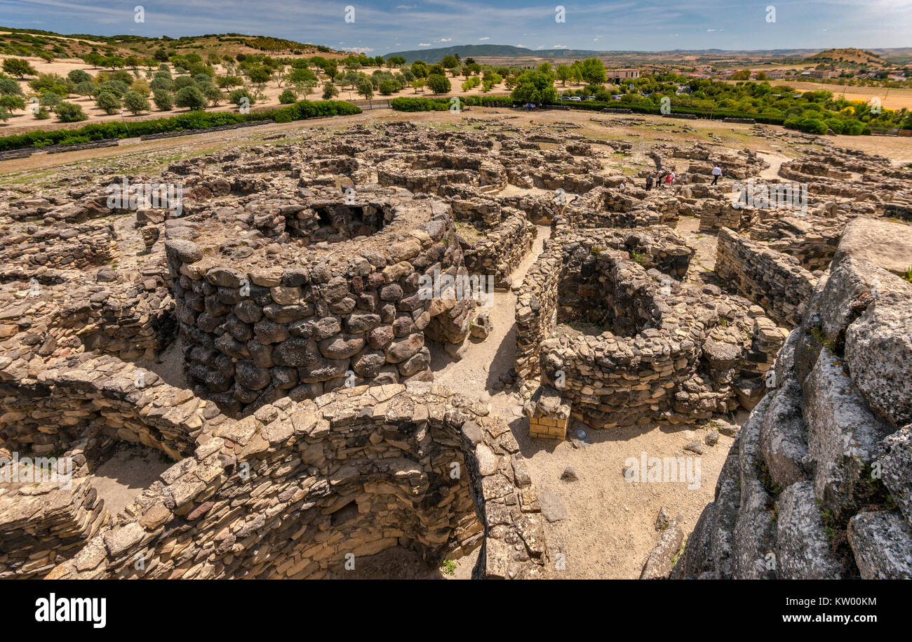 Ruins of village at Nuraghe Su Nuraxi, 13-6th century BC, late Bronze ...