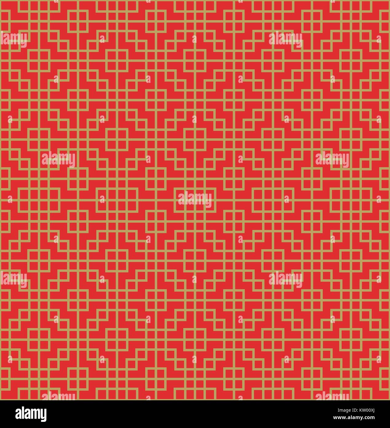 Golden seamless Chinese window tracery square cross line pattern ...